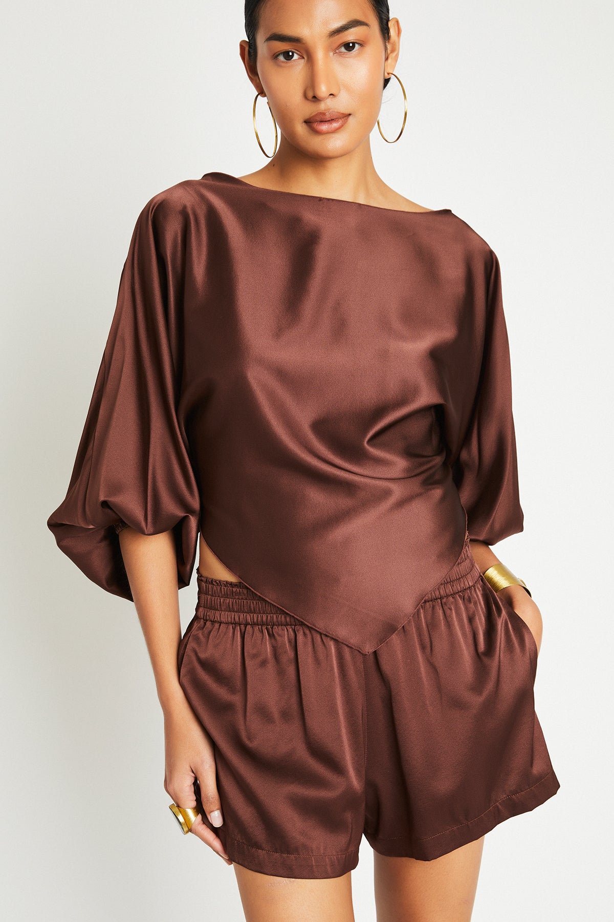 + Beryll Ali Silk Wrap Top | Chocolate - +Beryll Worn By Good People