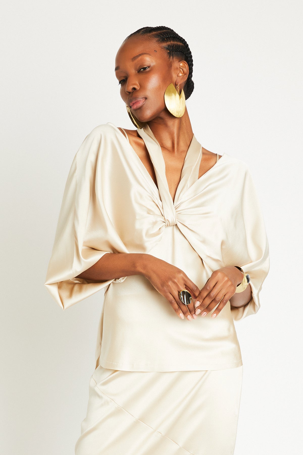 + Beryll Ali Silk Wrap Top | Latte - +Beryll Worn By Good People