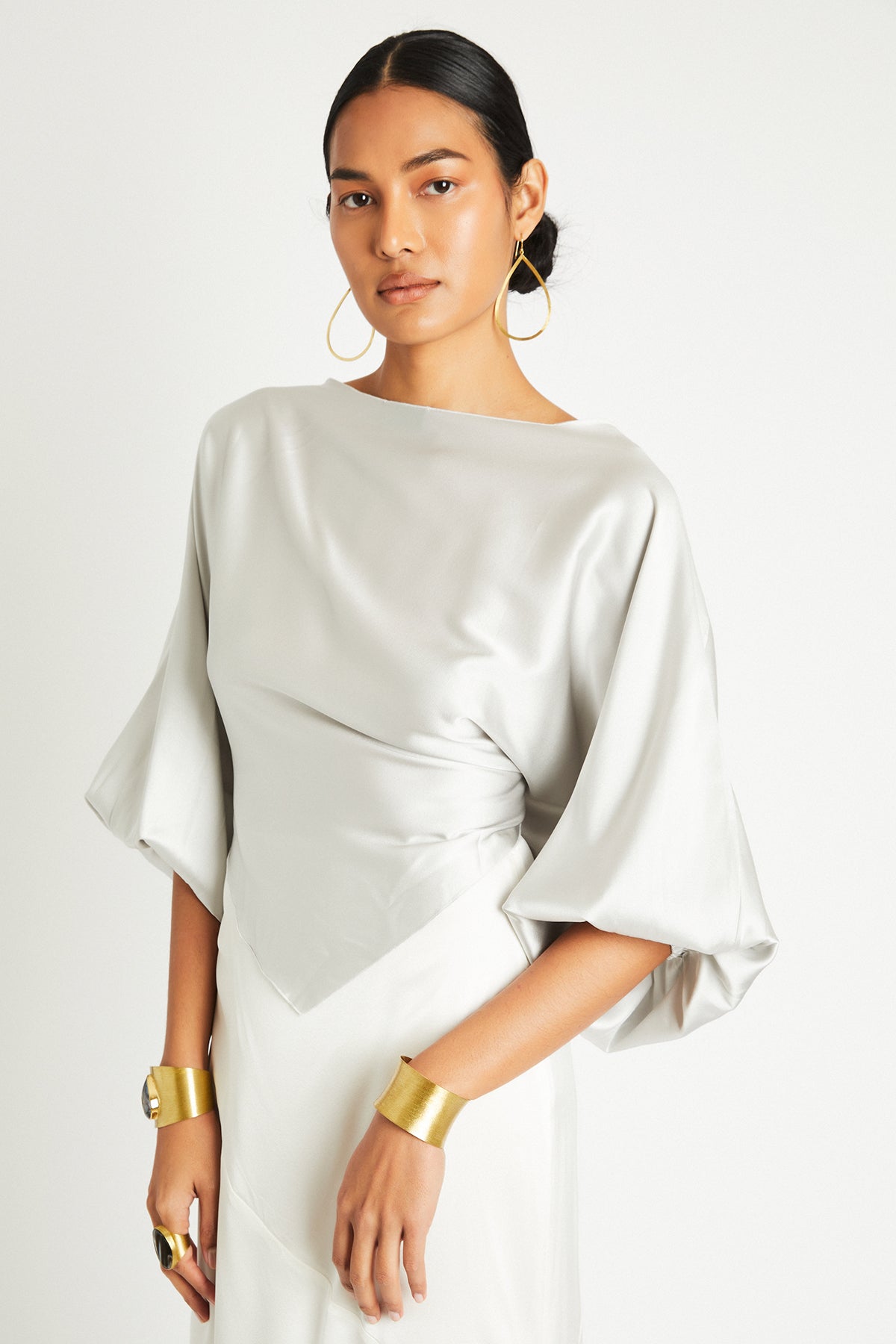 + Beryll Ali Silk Wrap Top | Pearl - +Beryll Worn By Good People